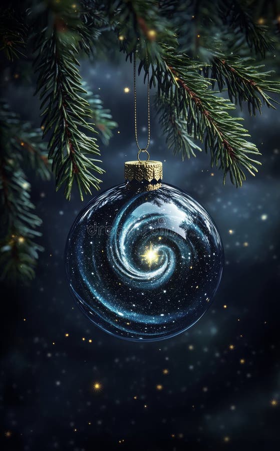Art Illustration of Deep Space Galaxy As Christmas Tree Decorations. 5K ...