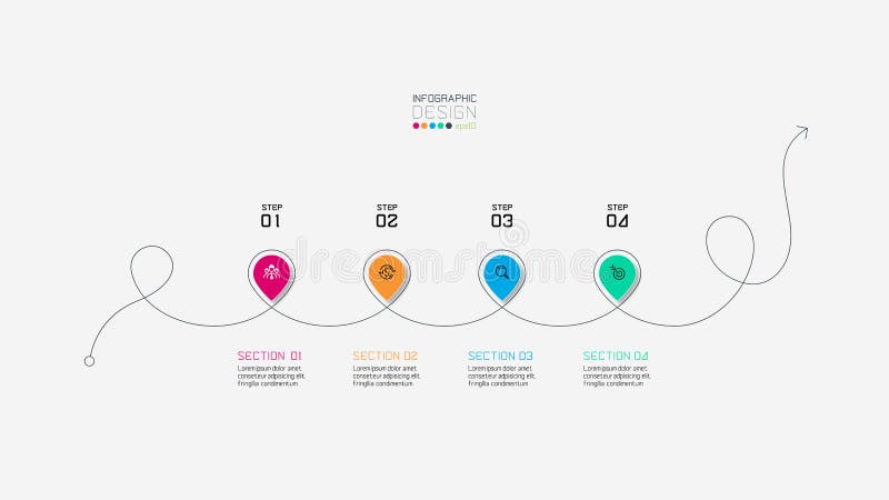 Design Lines of Vector Infographic 4 Steps Used for Presentation Stock ...