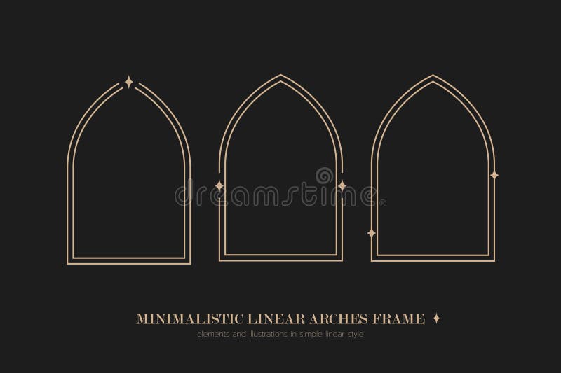 Minimalistic Linear Arches Frame, Elements and Illustrations. Stock ...