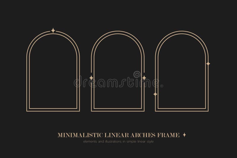 Minimalistic Linear Arches Frame, Elements and Illustrations. Stock ...