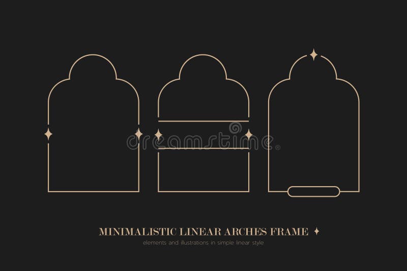 Minimalistic Linear Arches Frame, Elements and Illustrations in Simple ...
