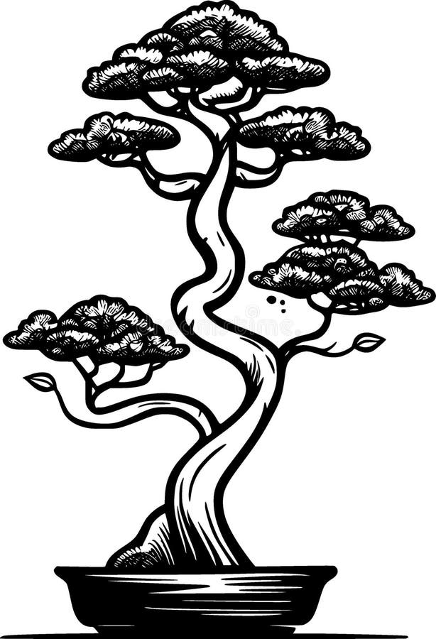 Illustration of Tree with Black Lines Stock Illustration - Illustration ...