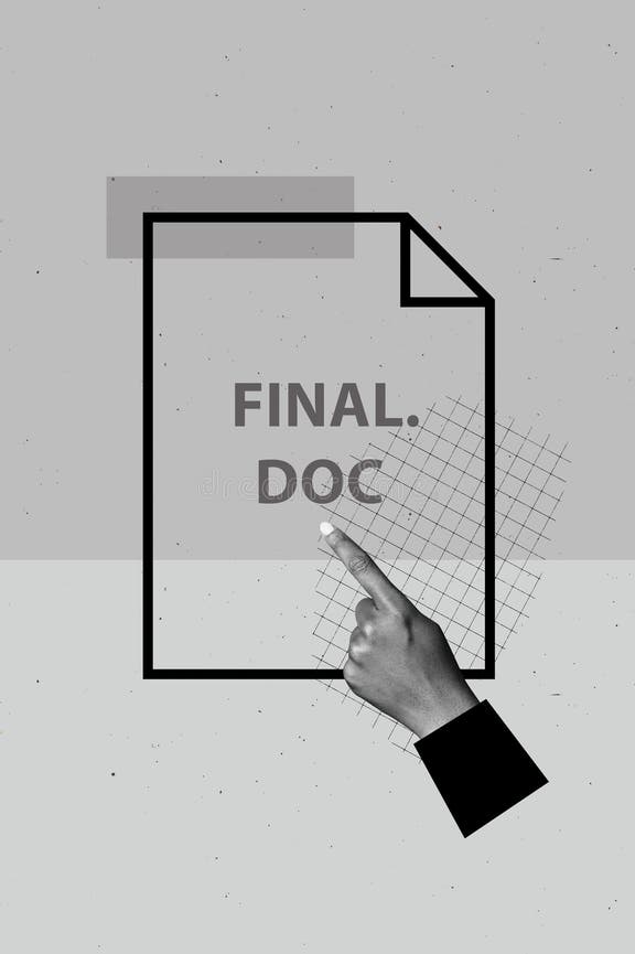 Art Image Vertical Photo Collage of Hand Point Index Finger Folder ...