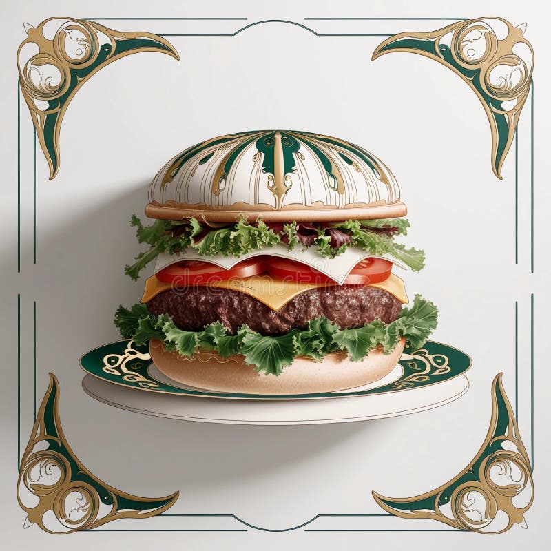 An Art Inspired Depiction of a Burger, Featuring a Blend of Colors and ...