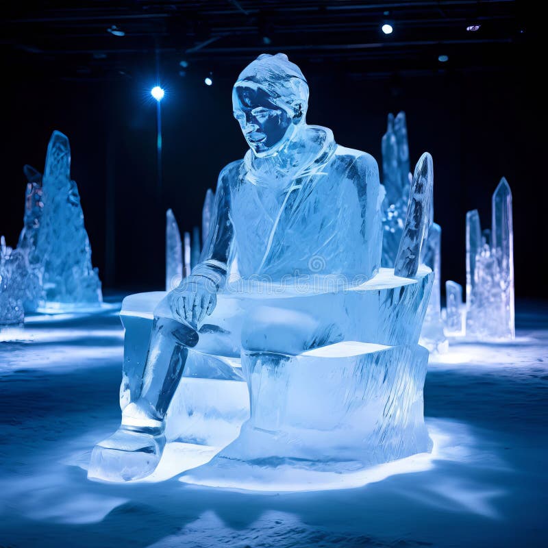 An Art Installation Featuring Sculptures Made of Ice Exploring Stock ...