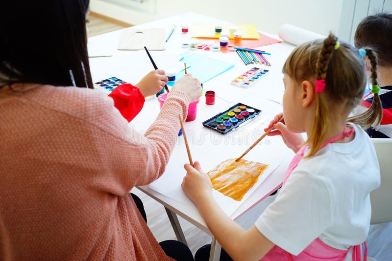 Art Lesson in Elementary School Stock Image - Image of creativity ...
