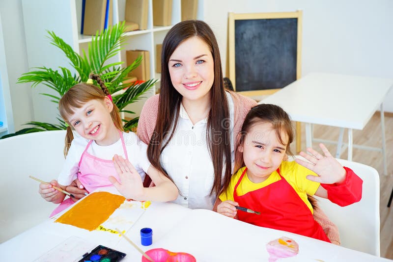 Art Lesson in Elementary School Stock Photo - Image of education ...
