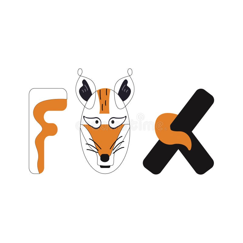 Art Lettering Fox with Fox Image, Logo, Illustration Stock Vector ...