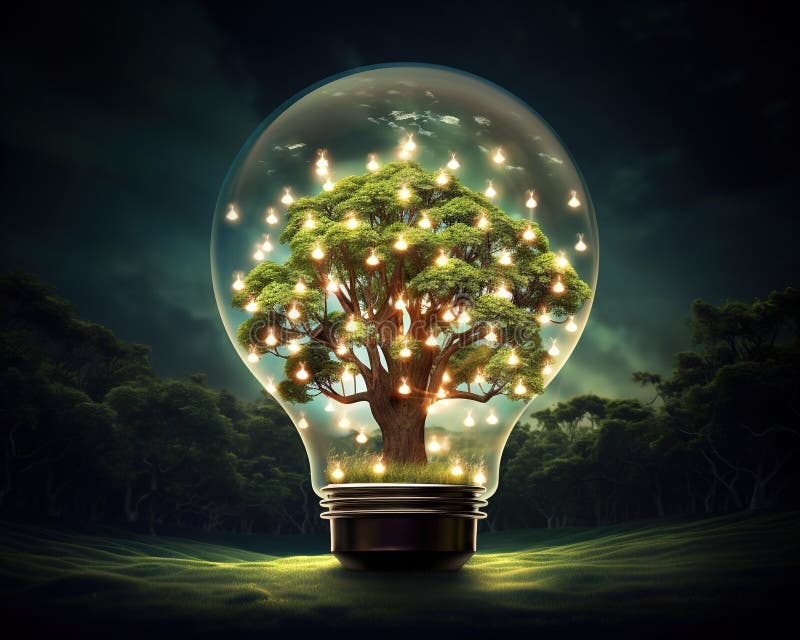 The Lightbulb Has a Tree Inside it Environment and Earthday Concept ...