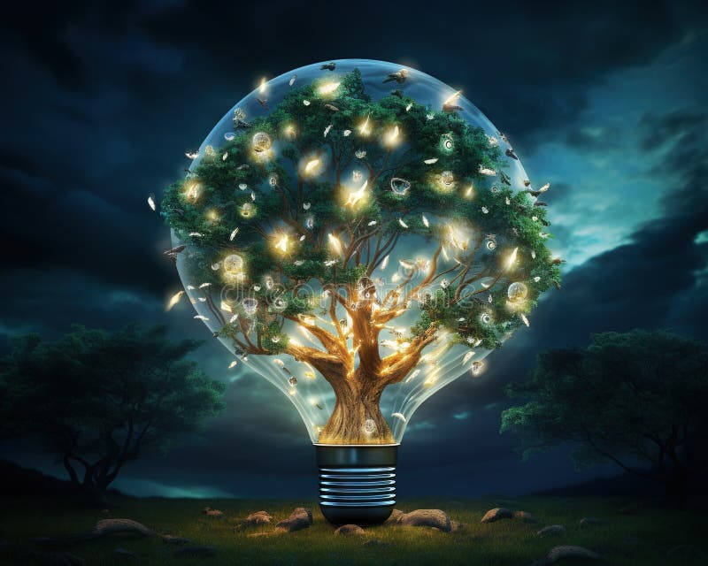 The Lightbulb Has a Tree Inside it Environment and Earthday Concept ...