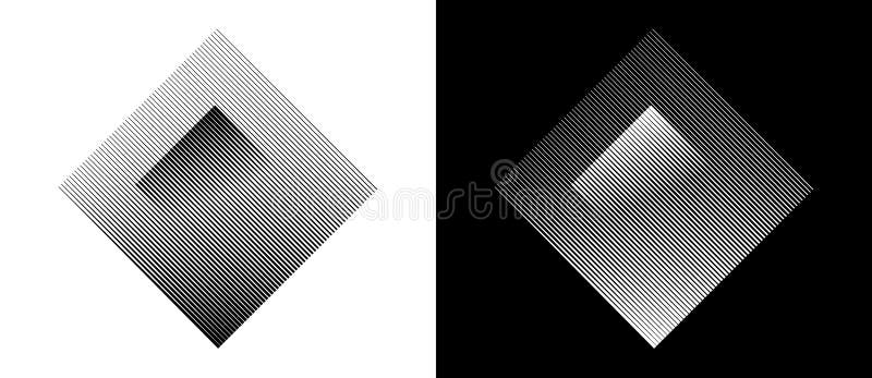 Art Lines Design Element. Striped Rhombus As Logo or Icon on Black ...
