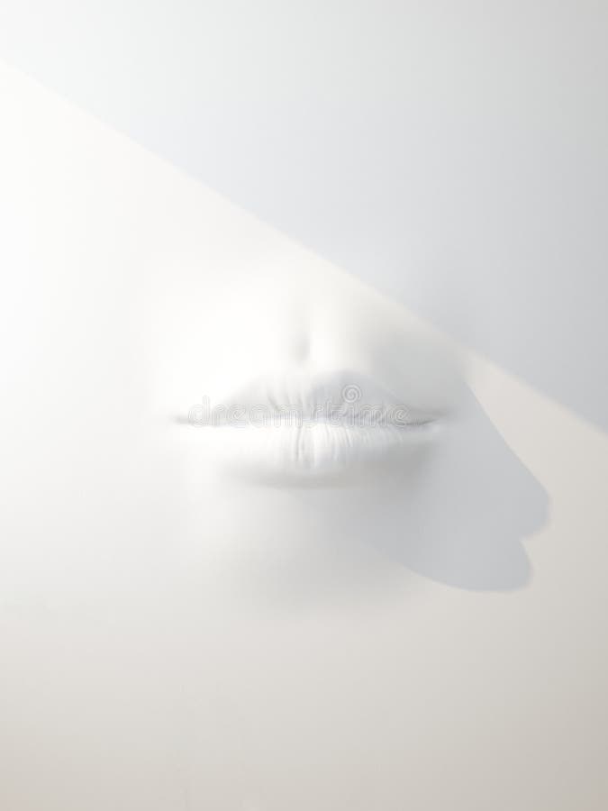 Art Lips in White Wall Front View Stock Illustration - Illustration of ...