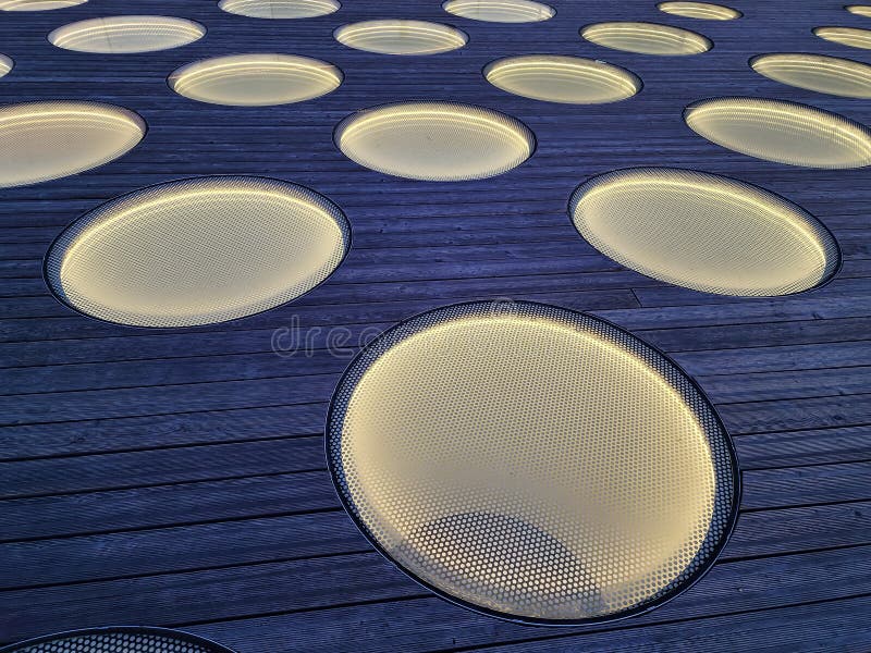 Art with Lots of Round, Lighted Windows Stock Photo - Image of ...