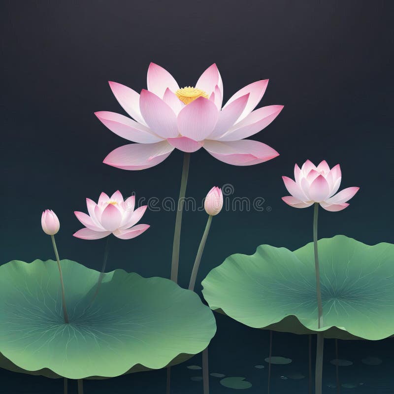 Art of Lotus Digital Illustration Stock Illustration - Illustration of ...