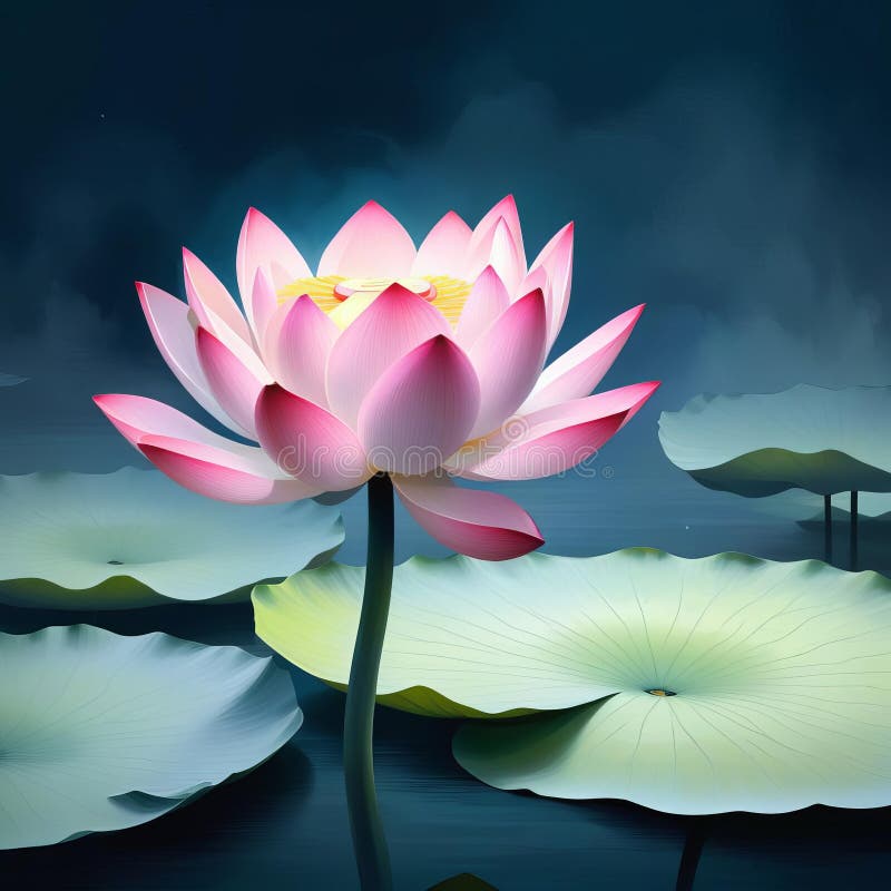 Art of Lotus Digital Illustration Stock Illustration - Illustration of ...
