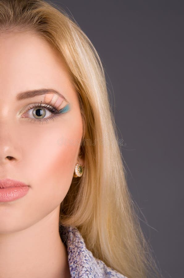 Art Makeup Close-up on the Face Model Stock Image - Image of model ...