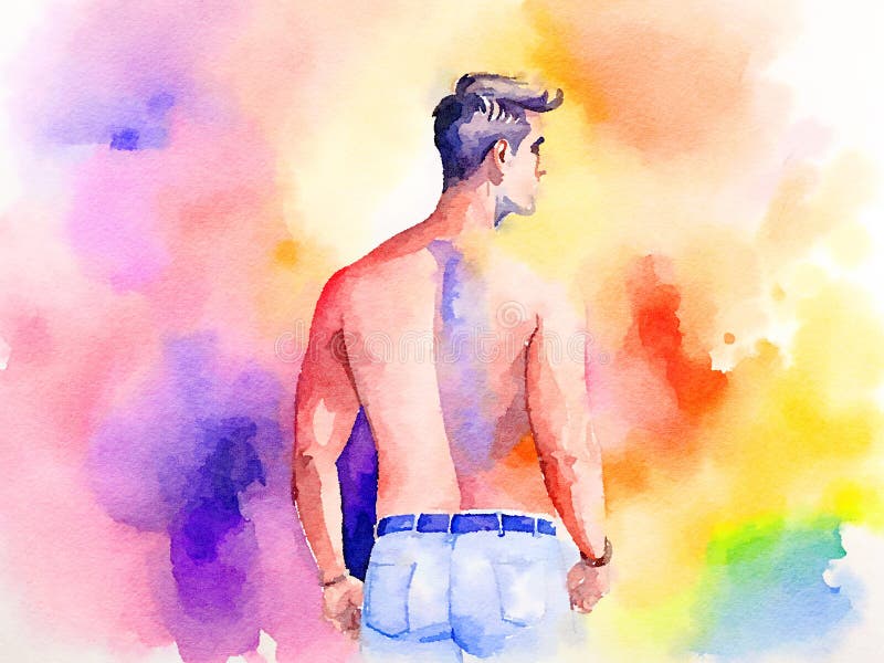 A man with his back turned stock illustration. Illustration of modern ...