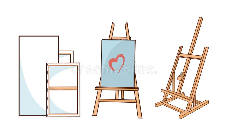 Art Materials, Easel and Canvas for Drawing. Stock Vector ...