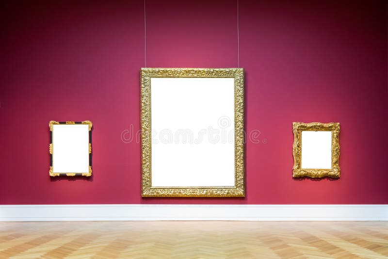 Art Museum Frame Red Wall Ornate Design White Isolated Clipping Stock ...