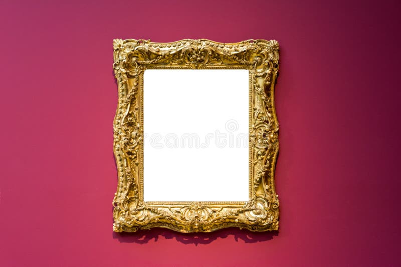 Art Museum Frame Red Wall Ornate Design White Isolated Clipping Stock ...