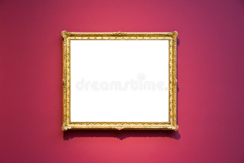 Art Museum Frame Red Wall Ornate Design White Isolated Clipping Stock ...