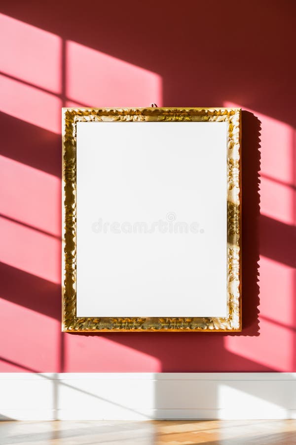Art Museum Frame Red Wall Ornate Minimal Design White Isolated C Stock ...