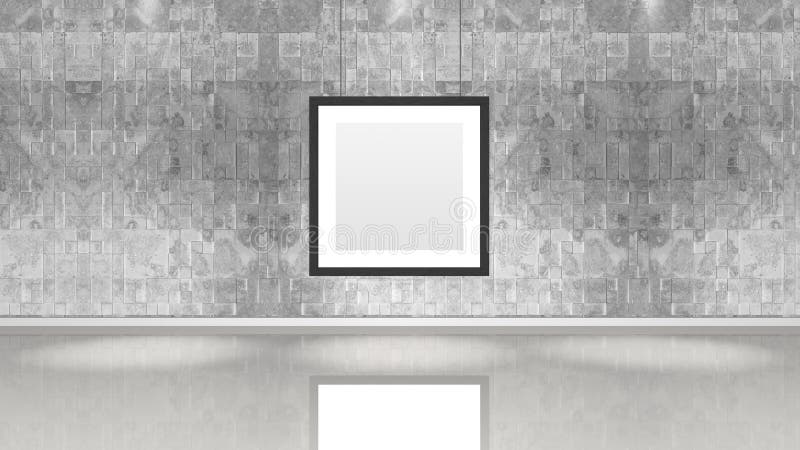 Art Museum Wall with a Single Square Frame Stock Illustration ...