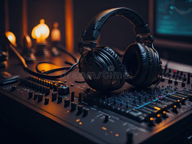 Art Music Studio with Dj Headphones Music. Ai Generative Stock ...