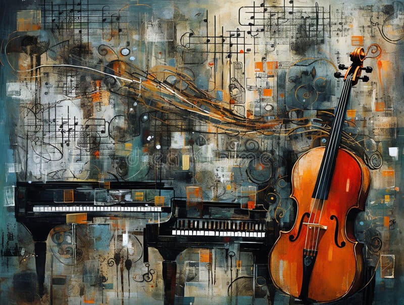 Painting of Musical Instruments Stock Illustration - Illustration of ...