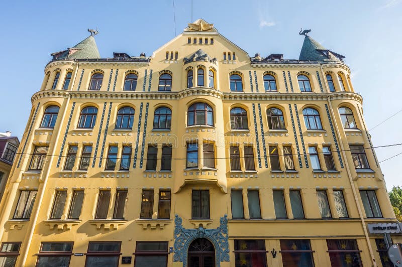 Art Nouveau Building in Riga, Latvia Editorial Photo - Image of nams ...