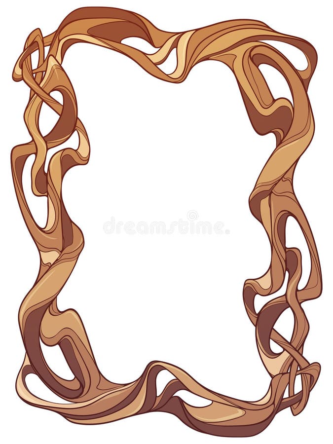 Art Nouveau Frame Of Wavy Intertwined Tree Brunches Stock Vector Illustration Of Modern