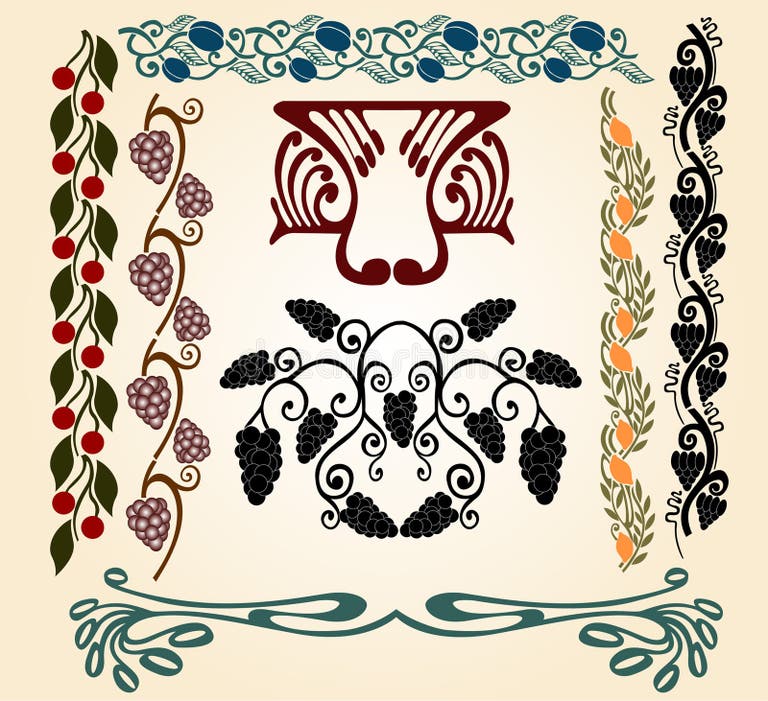 Art nouveau fruit grapes stock vector. Illustration of nouveau - 14712036