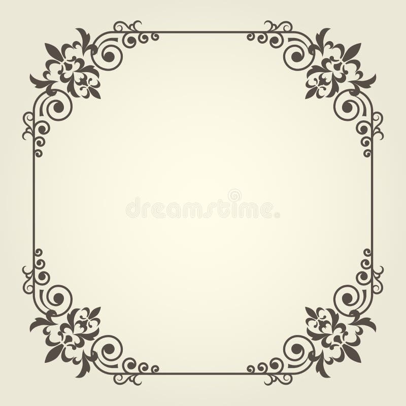 Art Nouveau Square Frame with Ornate Curly Corners Stock Vector ...