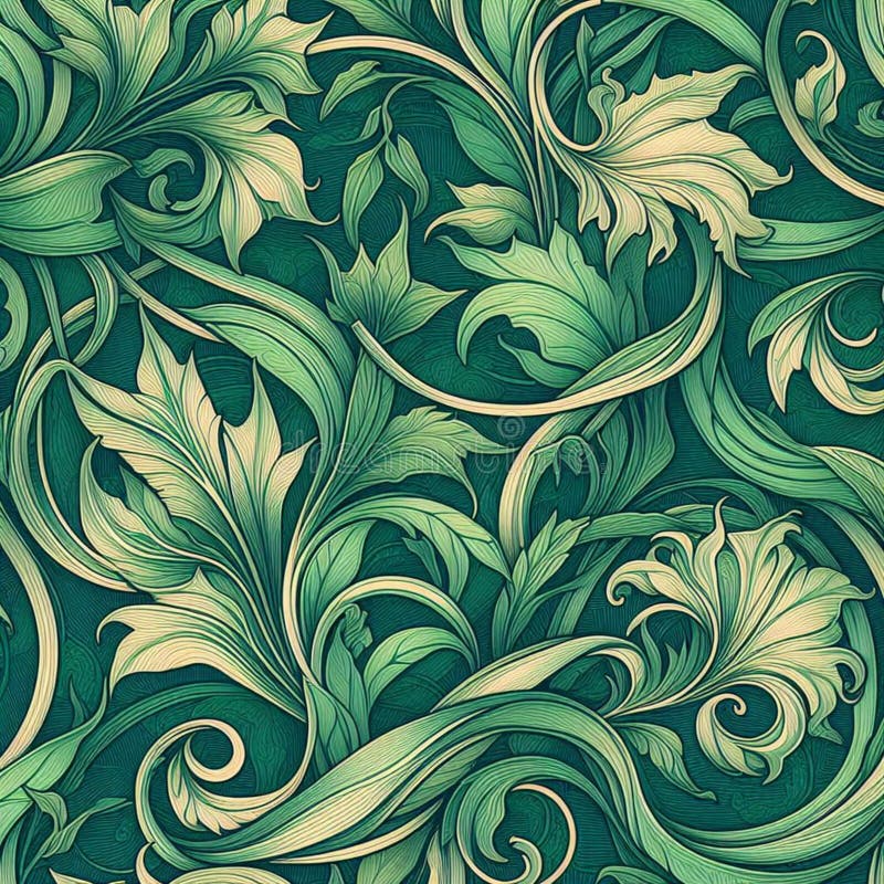 A Art Nouveau Vine Fabric Pattern, Ai Generated Image Stock ...