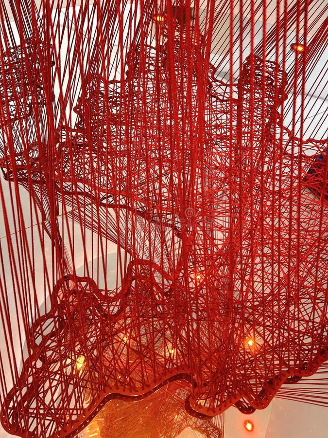 Art Object. Decorative Element. Wall Decoration. Red Thread Background ...