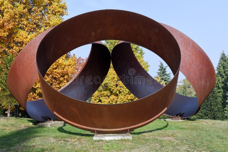 Art Object in Front of Autumn Trees Editorial Photography - Image of ...