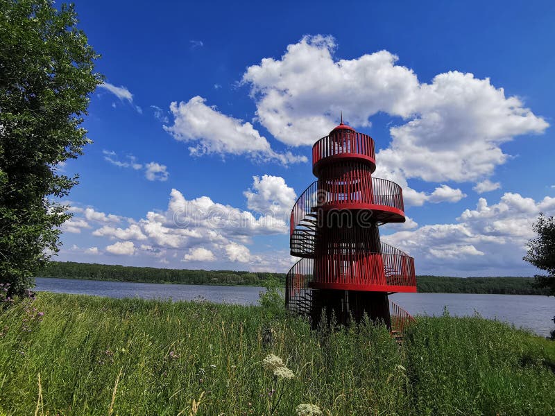 Art object lighthouse stock image. Image of wind, hill - 258599685