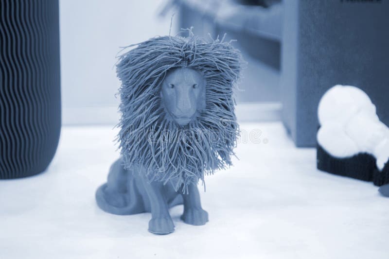 Art Object Model Lion Printed 3D Printer. Toy Created 3D Printing ...