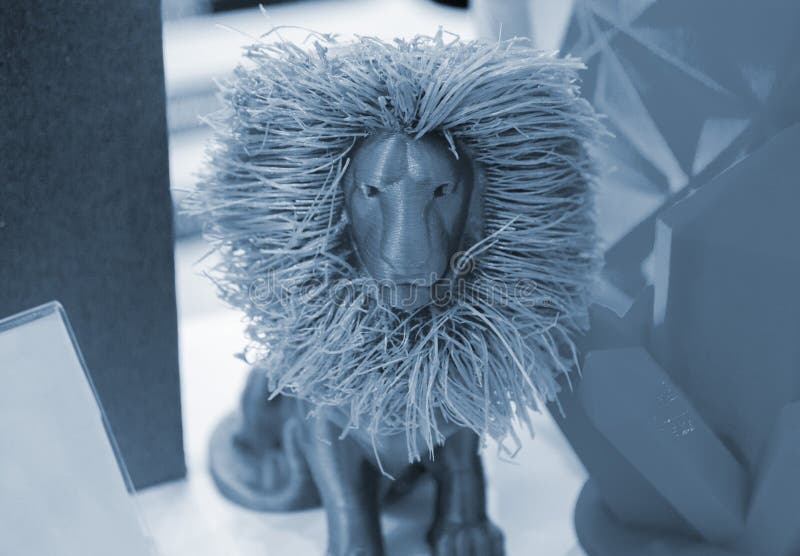 Art Object Model Lion Printed 3D Printer. Toy Created 3D Printing ...
