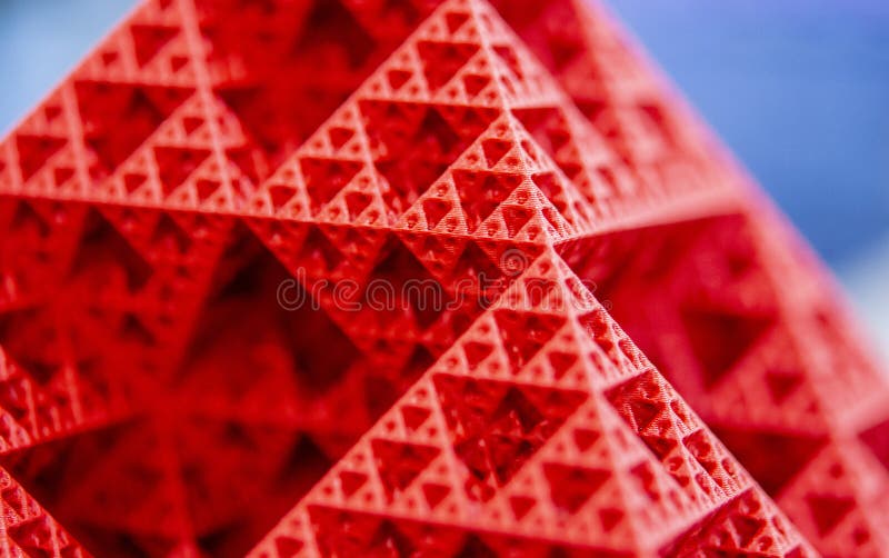 Art Object Printed 3D Printer Red Melted Plastic Close-up Model Pyramid ...