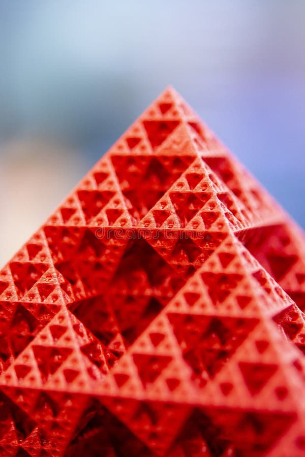 Art Object Printed 3D Printer Red Melted Plastic Close-up Model Pyramid ...