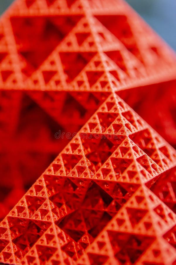 Art Object Printed 3D Printer Red Melted Plastic Close-up Model Pyramid ...