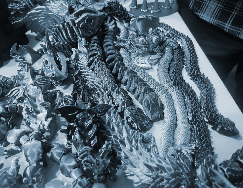 Art Objects Printed 3D Printer. Various Creative Models Created on a 3D ...