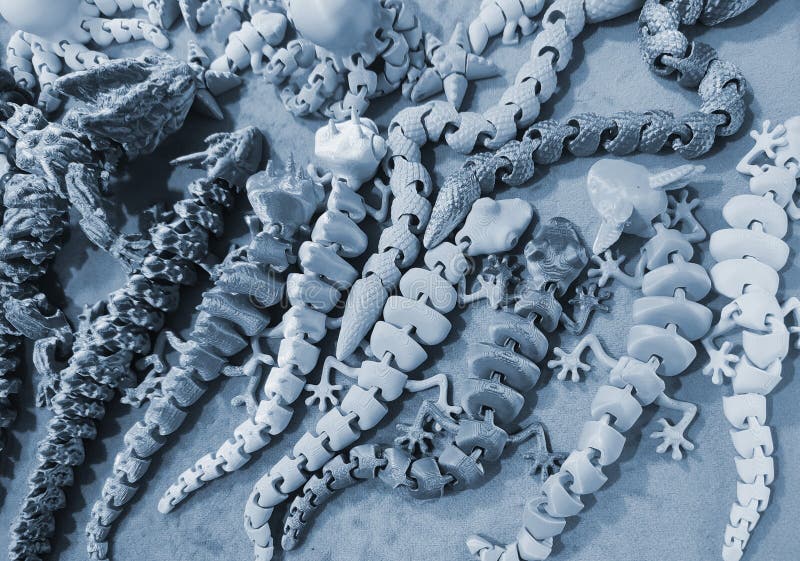 Art Objects Printed 3D Printer. Various Creative Models Created on a 3D ...