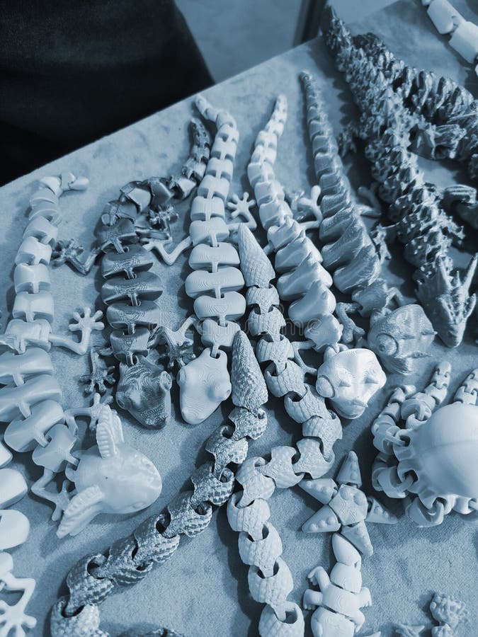 Art Objects Printed 3D Printer. Various Creative Models Created on a 3D ...