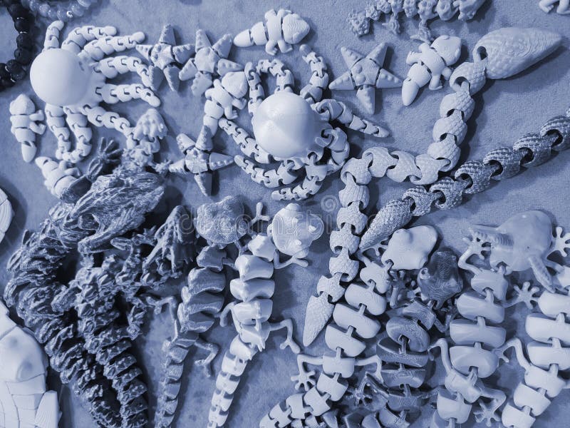 Art Objects Printed 3D Printer. Various Creative Models Created on a 3D ...