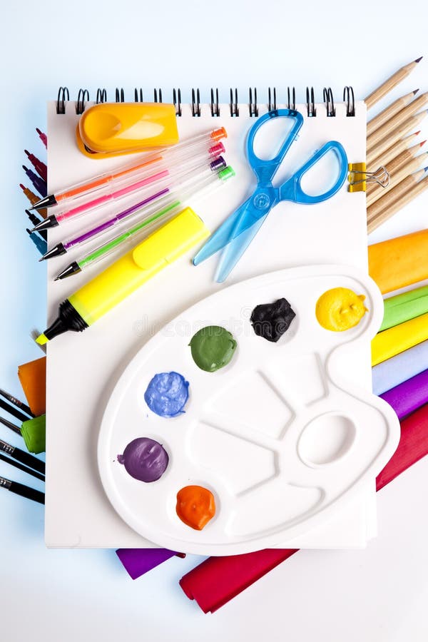 Art and Office Supplies Isolated Stock Image - Image of isolated, brush ...