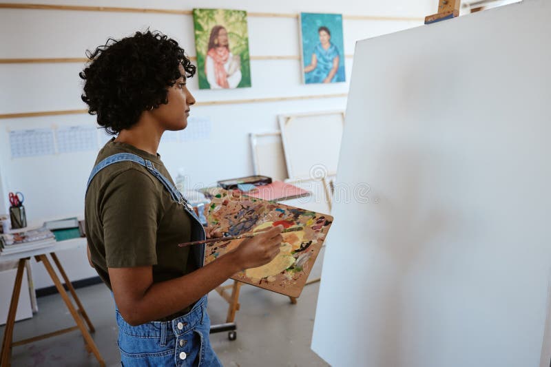 Art, Paint and Painter Thinking of Creative Idea for Design on Canvas ...