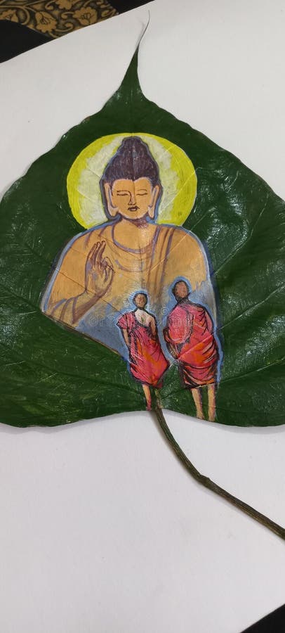 Art Painting of Lord Buddha on Leaf ðŸ ƒ Stock Image - Image of sketch ...