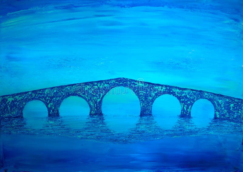 Art Painting of the Roman Bridge Stock Illustration - Illustration of ...